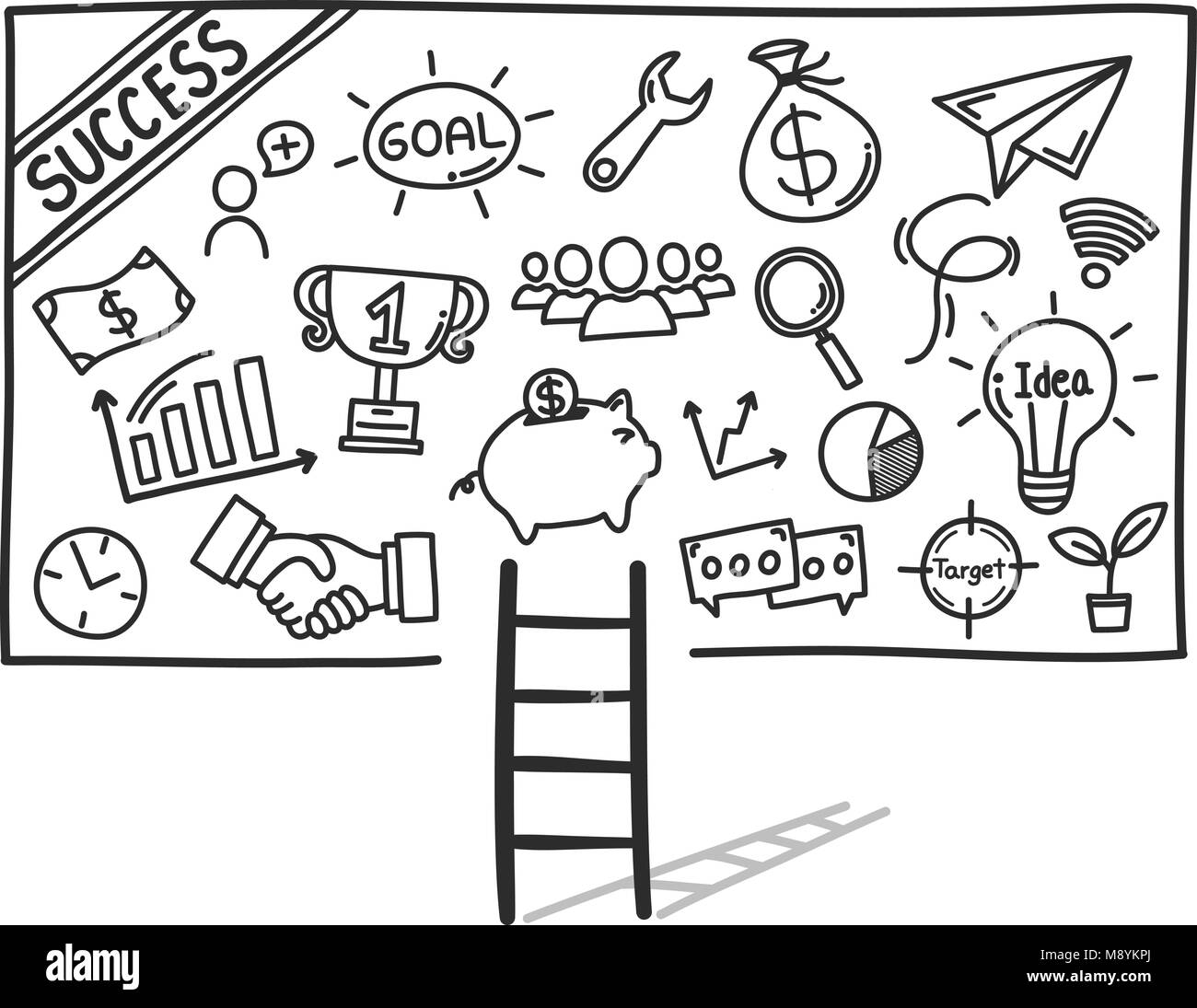 Hand drawn doodle is components of the way to success. Vector ...
