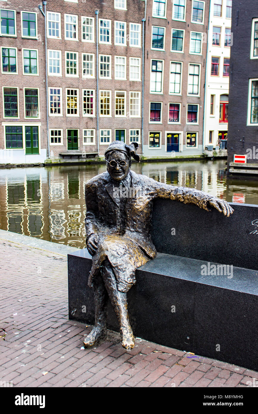 AMSTERDAM, NETHERLANDS - MARCH 6, 2018: Bronze sculpture of Alida ...