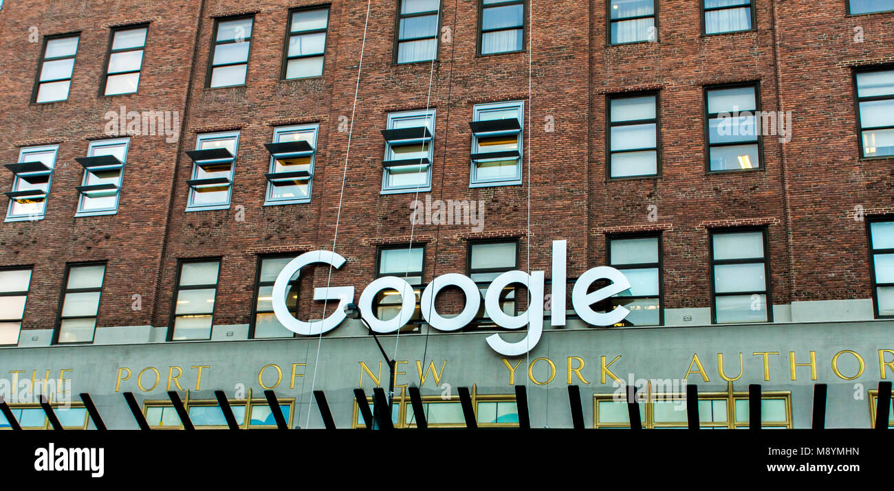 NEW YORK, USA - OCTOBER 17, 2016: Detail of the Google building in New ...