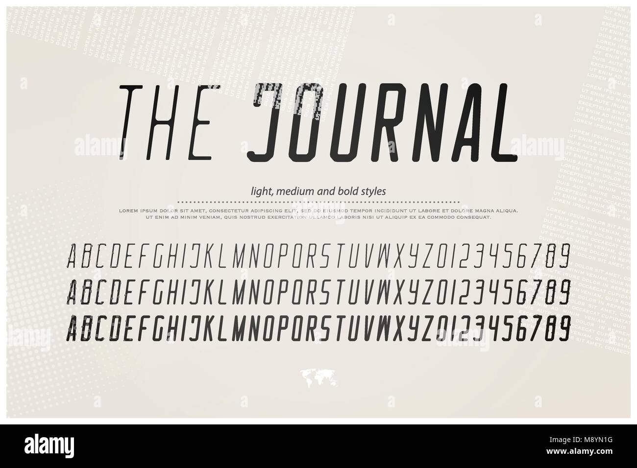 italic alphabet letters and numbers. vector font type design. light ...