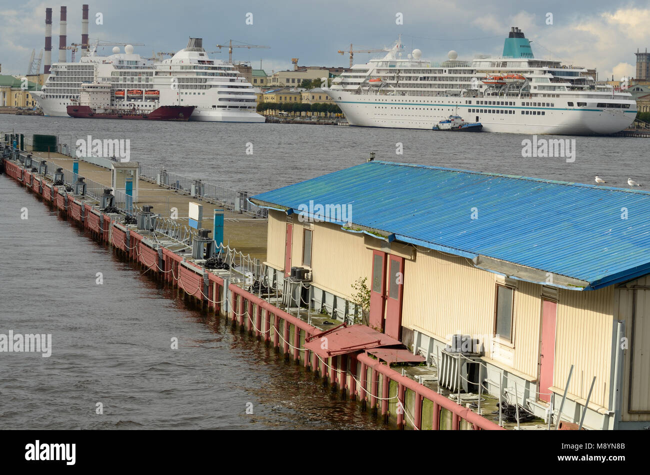 The berth for the ship in the city.It's a long architectural structure ...