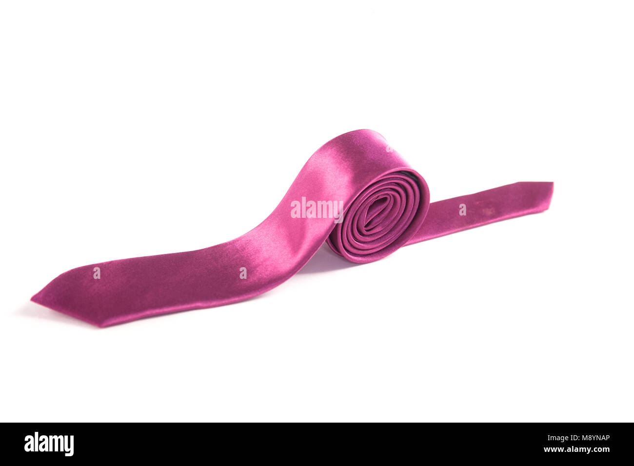 pink narrow ties on an isolated white background Stock Photo - Alamy