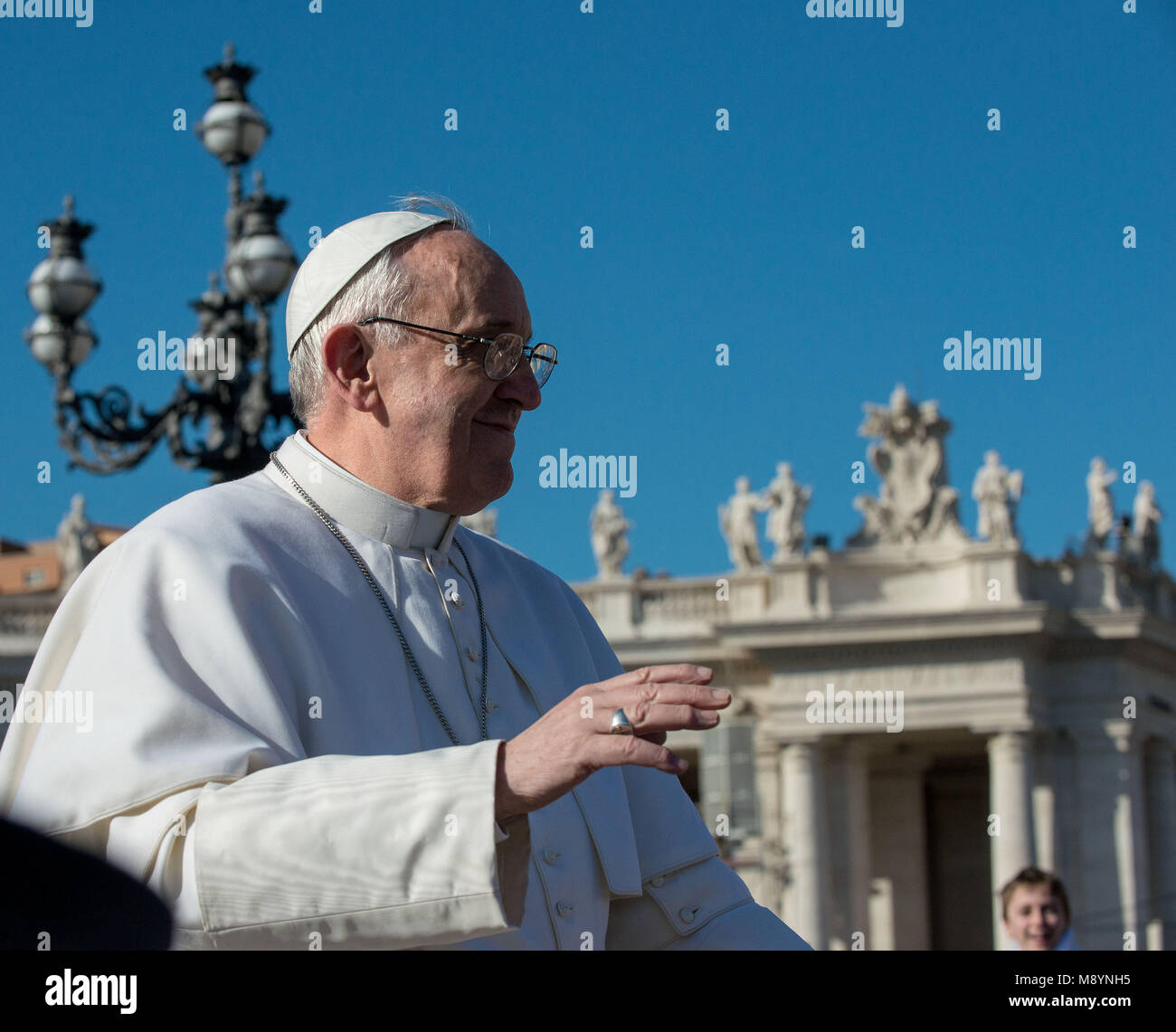 Vatican City. Pope Francis waves from the papamobile during his ...