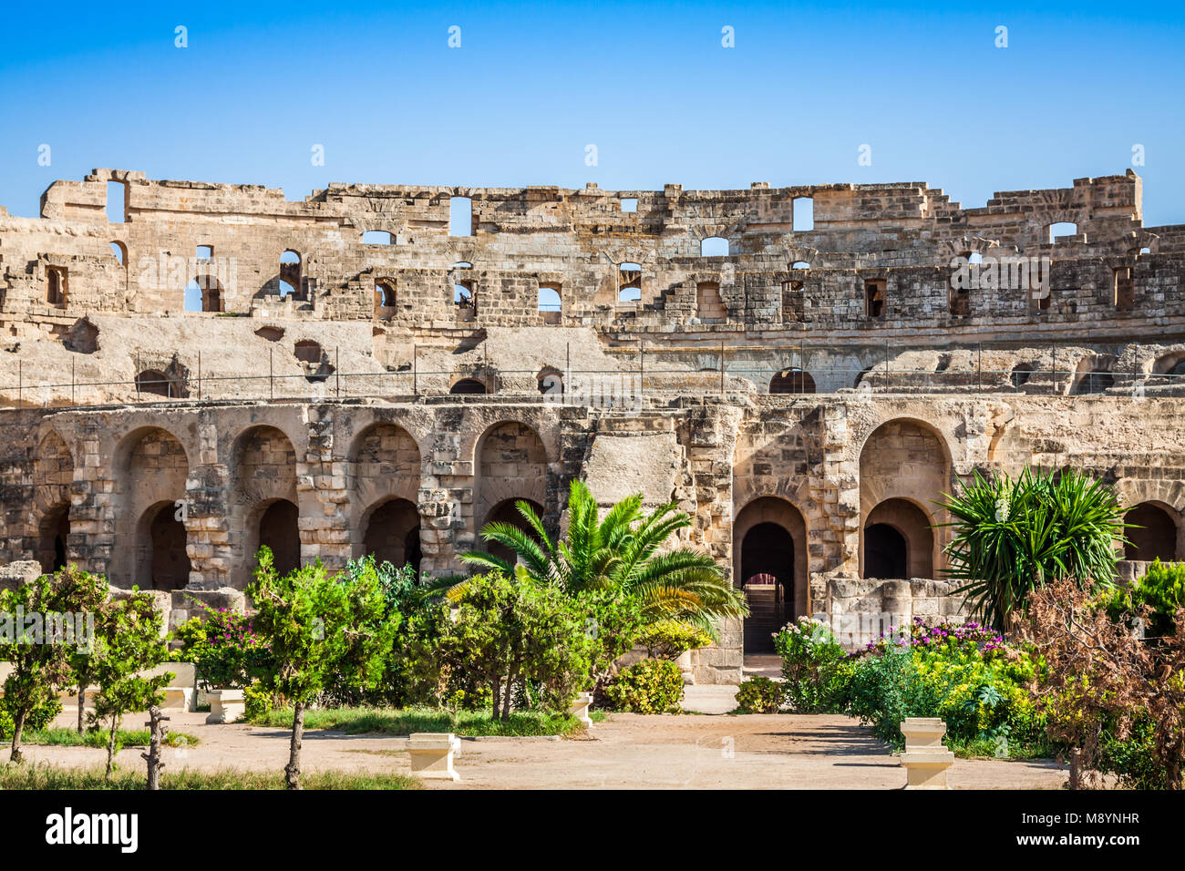 Tunisia. El Jem (ancient Thysdrus). Ruins of the largest colosseum in ...