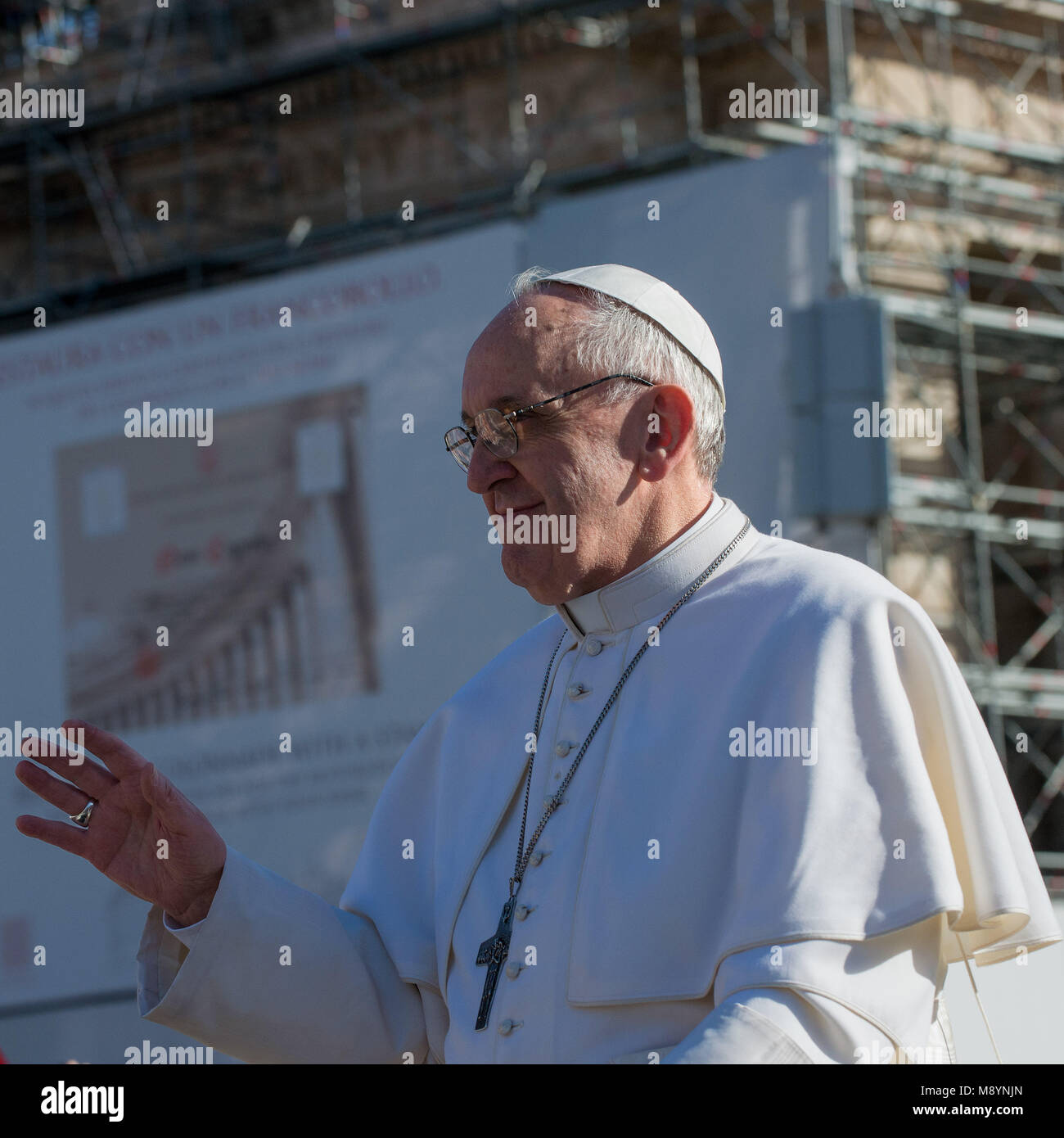 Vatican City. Pope Francis waves from the papamobile during his ...
