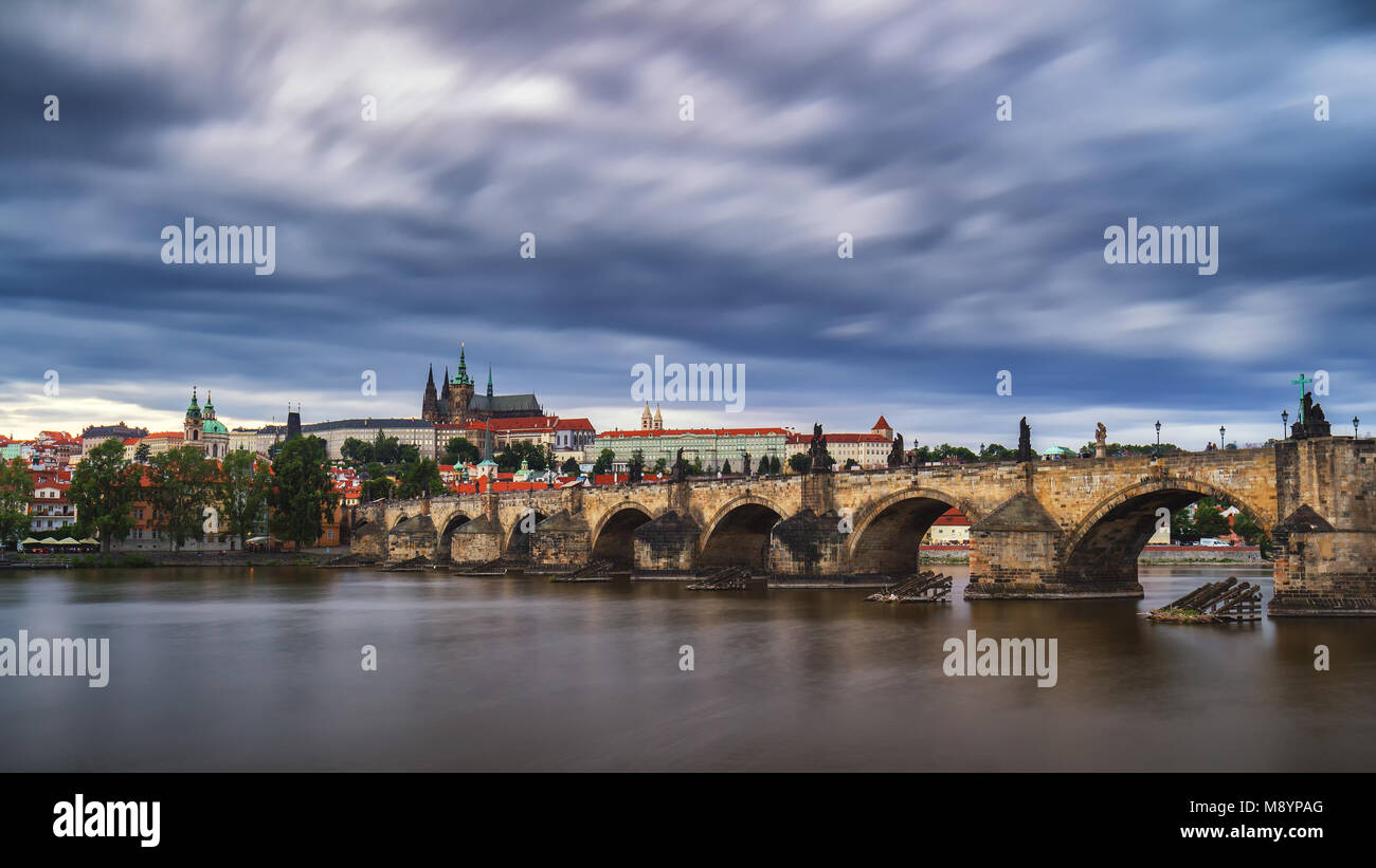 Famous iconic image of Prague castle and Charles Bridge, Prague, Czech ...