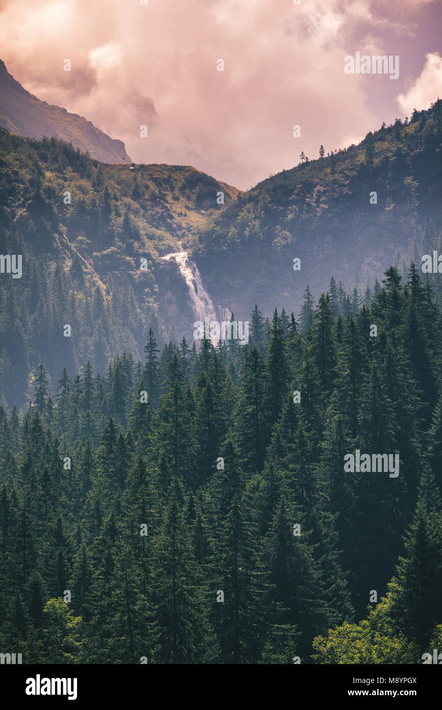 Balea waterfall in Fagaras mountains, Sibiu,Transylvania, Romania Stock ...
