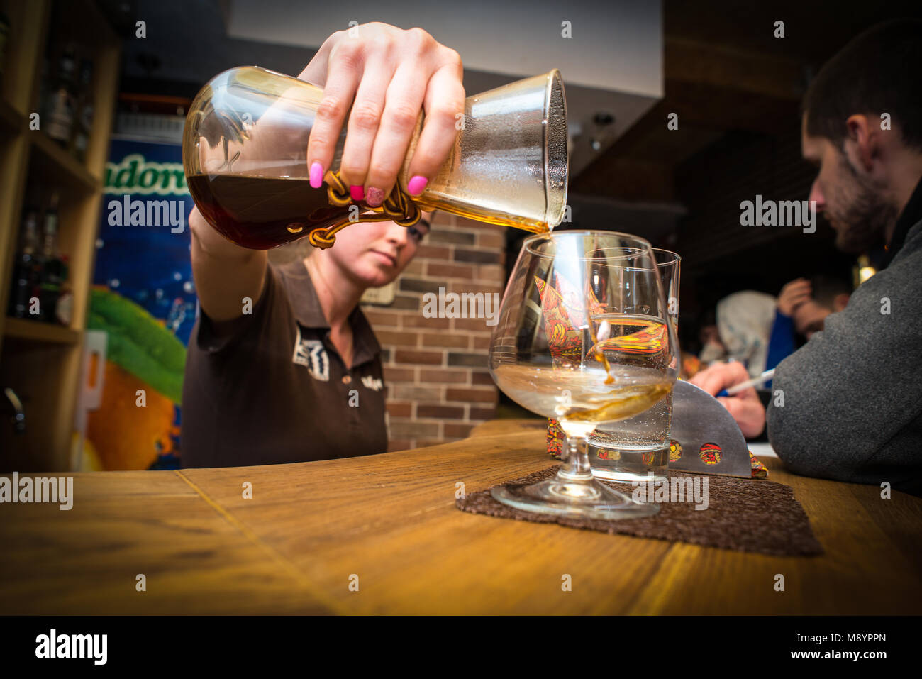Barista, brewing coffee Stock Photo - Alamy