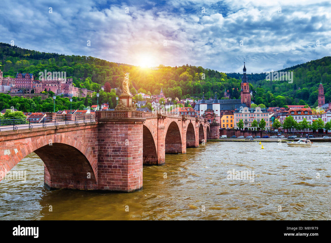 Old Neckar bridge and Heidelberg city, Germany Stock Photo - Alamy