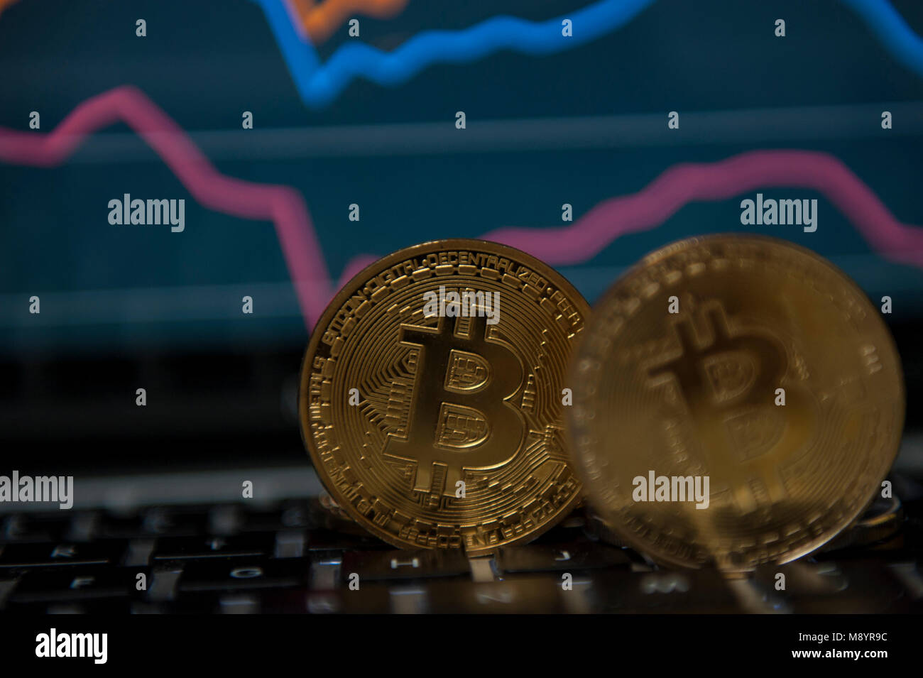 Cryptocurrency trading bitcoins graphs hi-res stock photography and ...