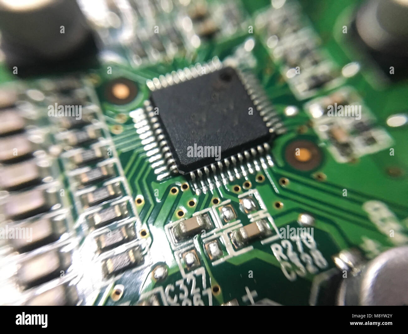 The electronics parts on main board resistor and chip technology Stock ...