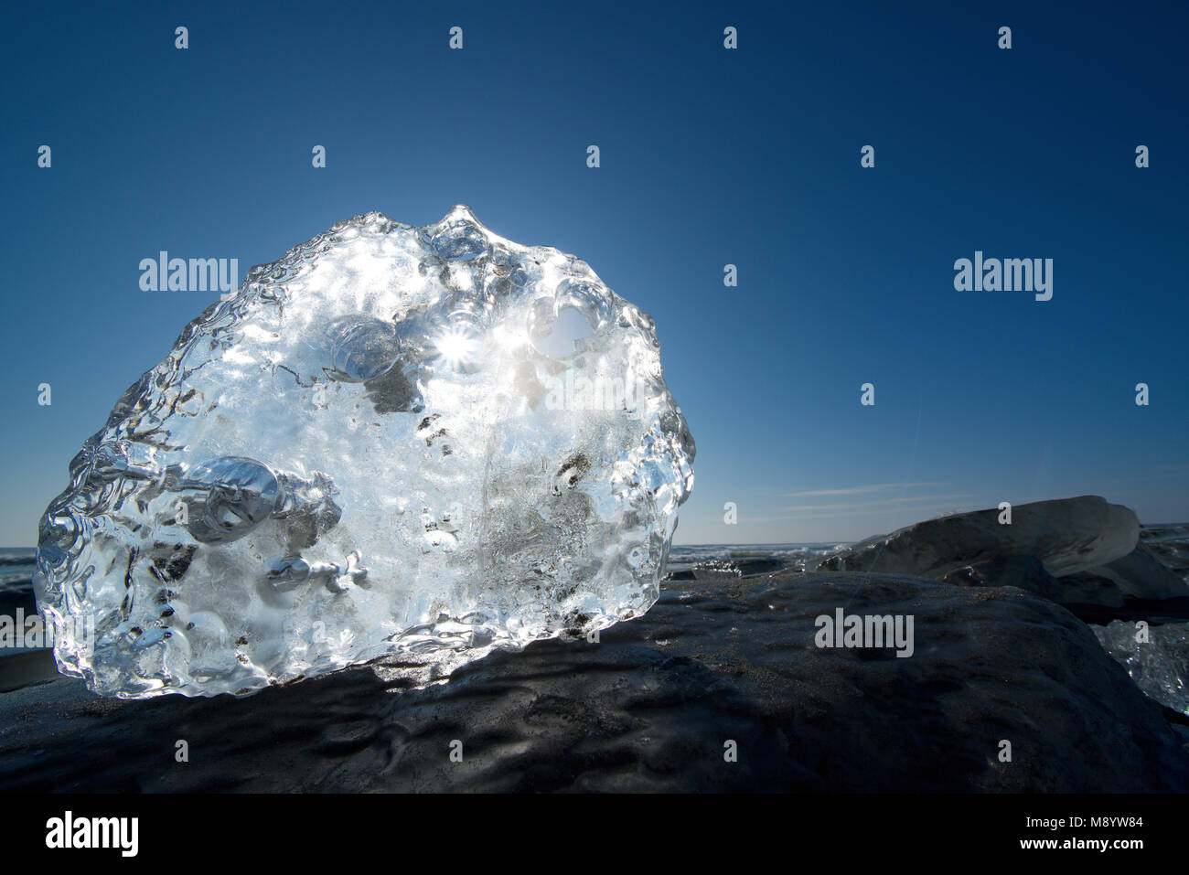 Frozen Ice (Jewelry Ice) from Tokachi River washed ashore at Otsu coast ...