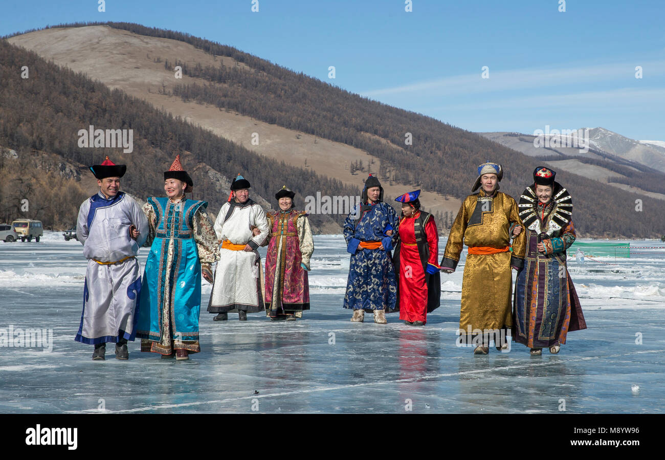 Mongolian couple in traditional costume hi-res stock photography and ...
