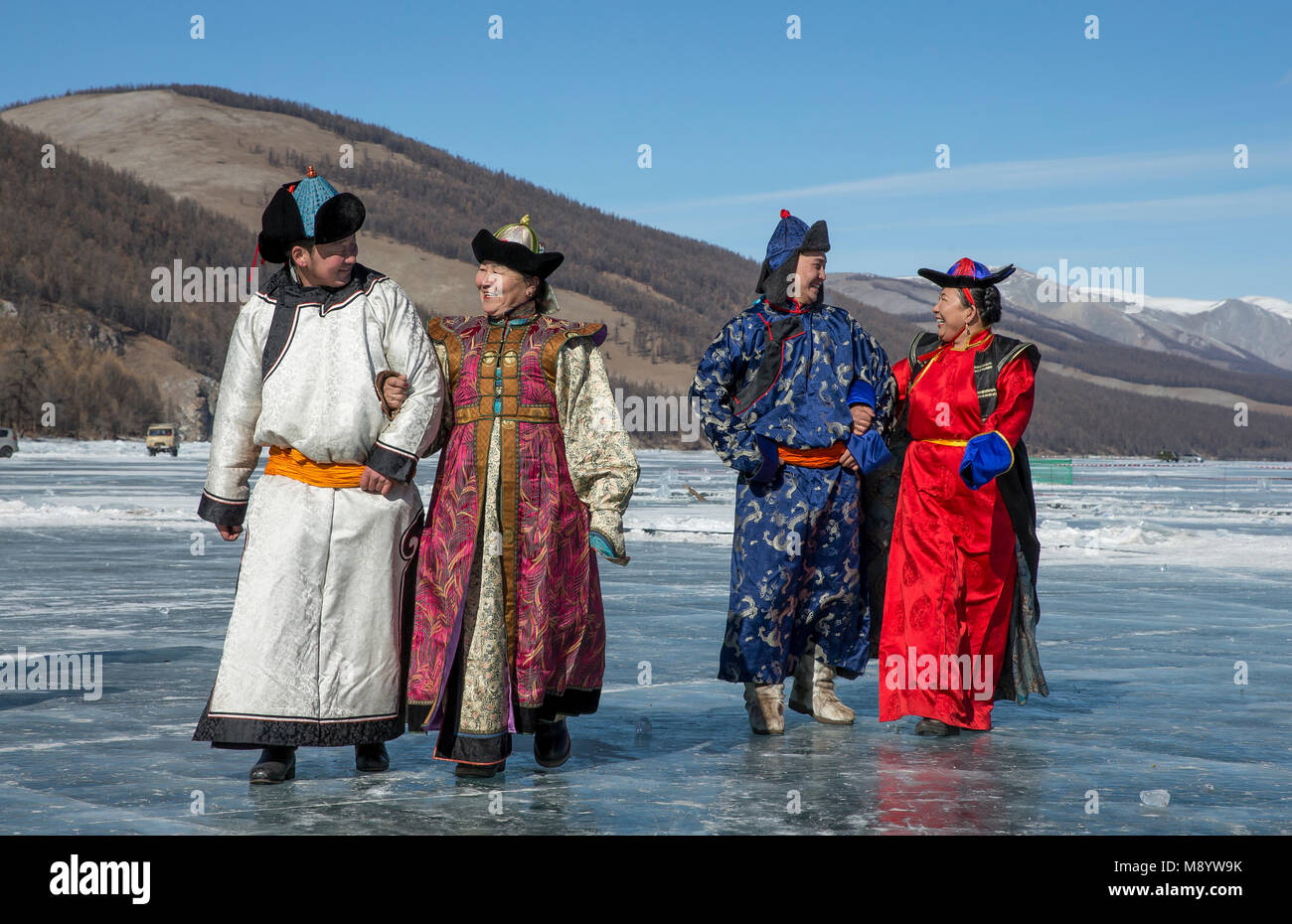 Mongolian couple in traditional costume hi-res stock photography and ...