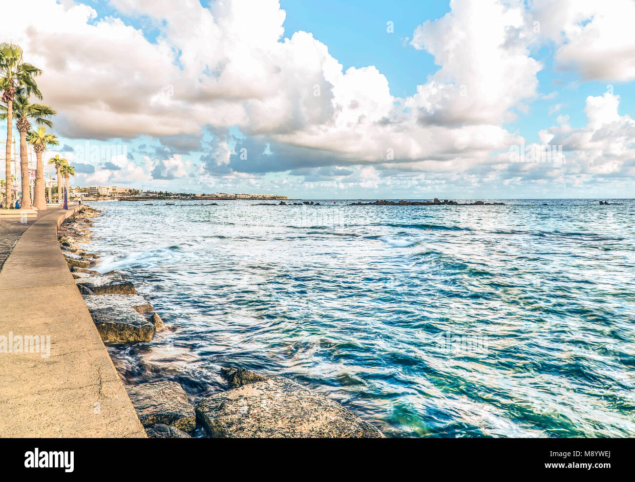 View of the embankment in the harbor of Paphos, Cyprus Stock Photo - Alamy