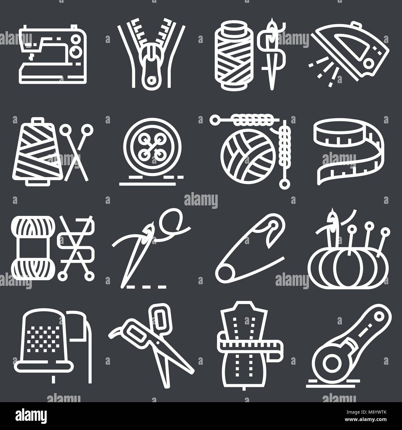 Vector Sewing Equipment Icons Set Stock Vector Image And Art Alamy