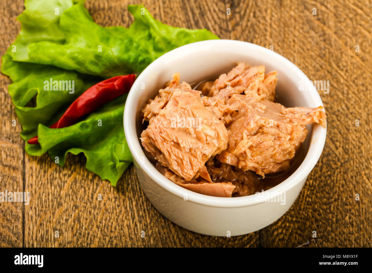 Canned tuna fish in the bowl ready for cooking Stock Photo - Alamy