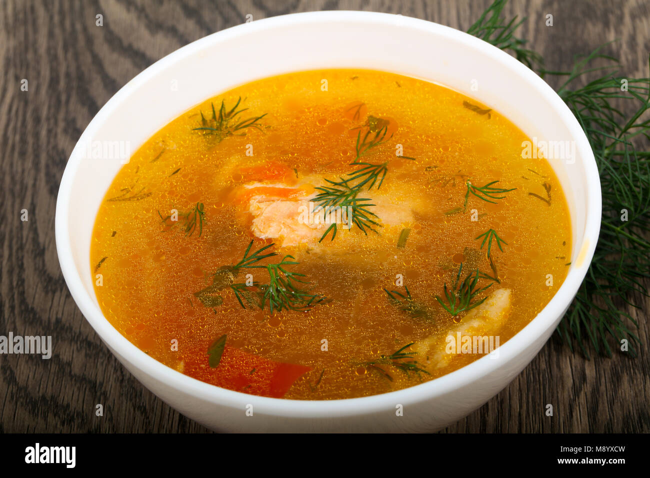 Salmon fish soup Stock Photo - Alamy