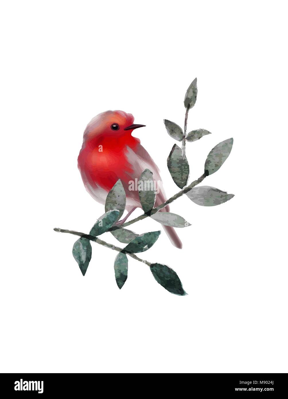 Beautiful bird on blossom branch Stock Vector Images - Alamy