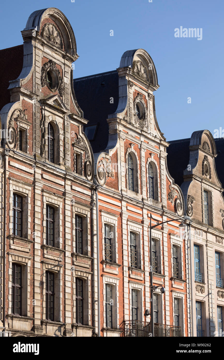 Flemish style facades on Grand Place, Arras, Pas-de-Calais, Hauts-de ...