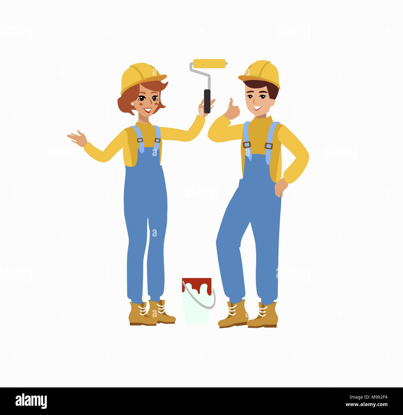 Construction female and male worker character vector design. Animate ...