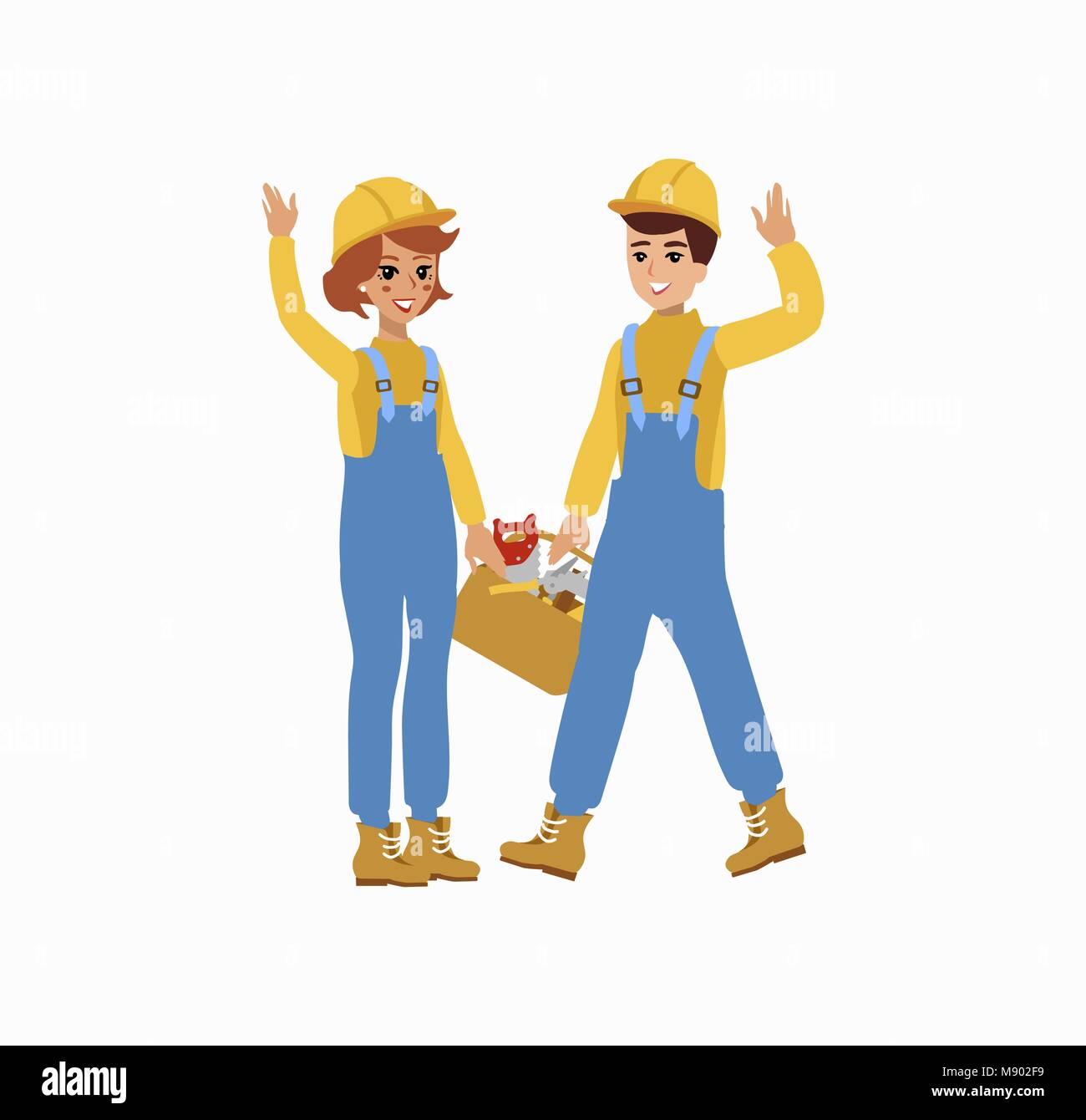 Construction female and male worker character vector design. Animate ...