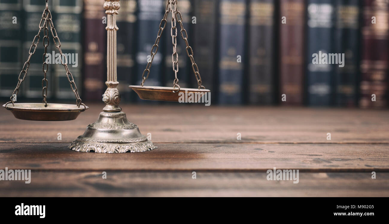 Law and Justice, Legality concept, Scales of Justice l on a wooden ...