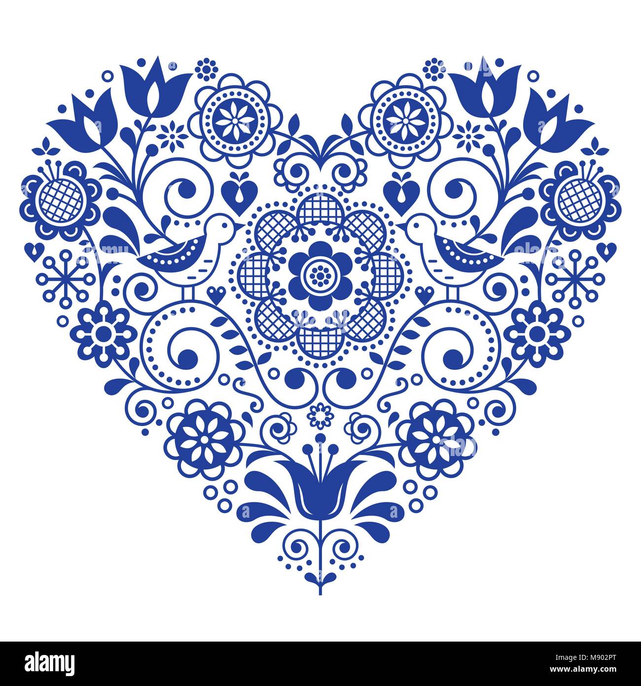 Scandinavian folk heart vector hi-res stock photography and images - Alamy