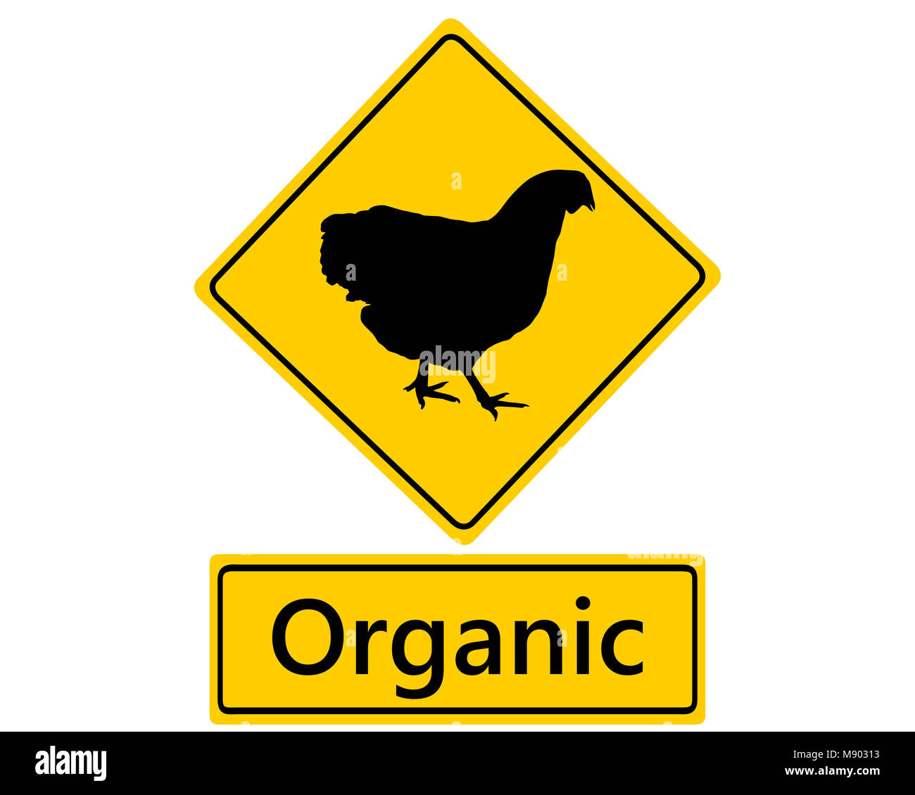 Traffic sign for organic poultry keeping Stock Photo - Alamy