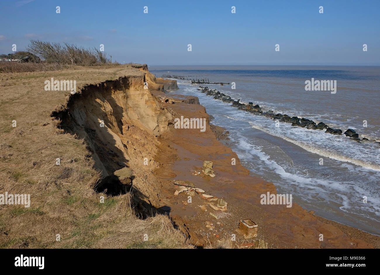 Sea Defenses Coastal Erosion Happisburgh High Resolution Stock ...