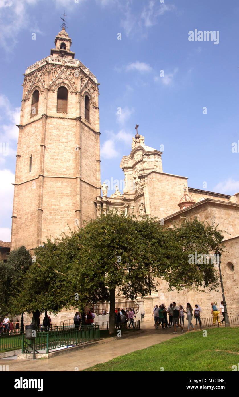 Cathedral Plaza de la Reina Valencia Spain Stock Photo - Alamy