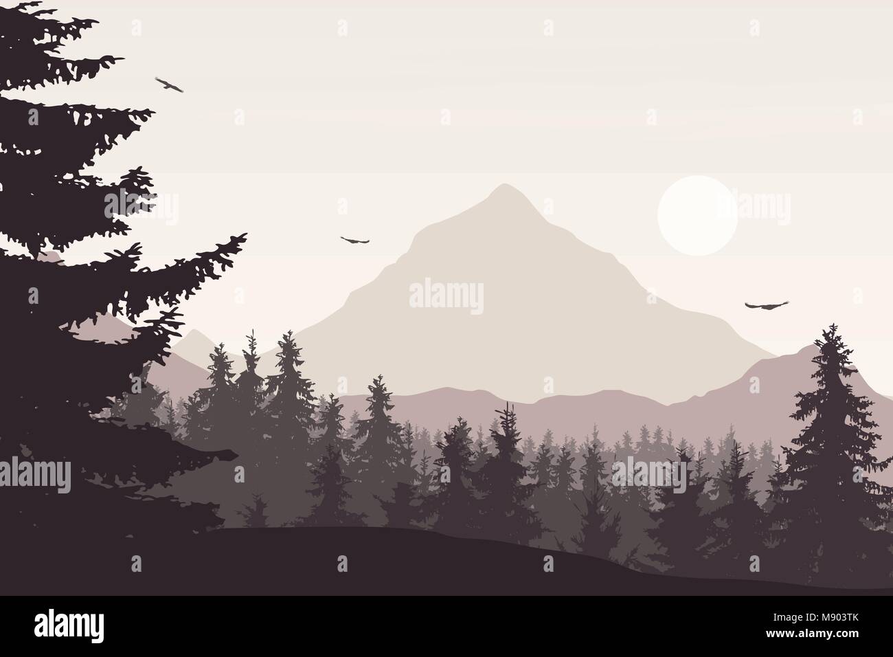 Spring tree under clouds Stock Vector Images - Alamy