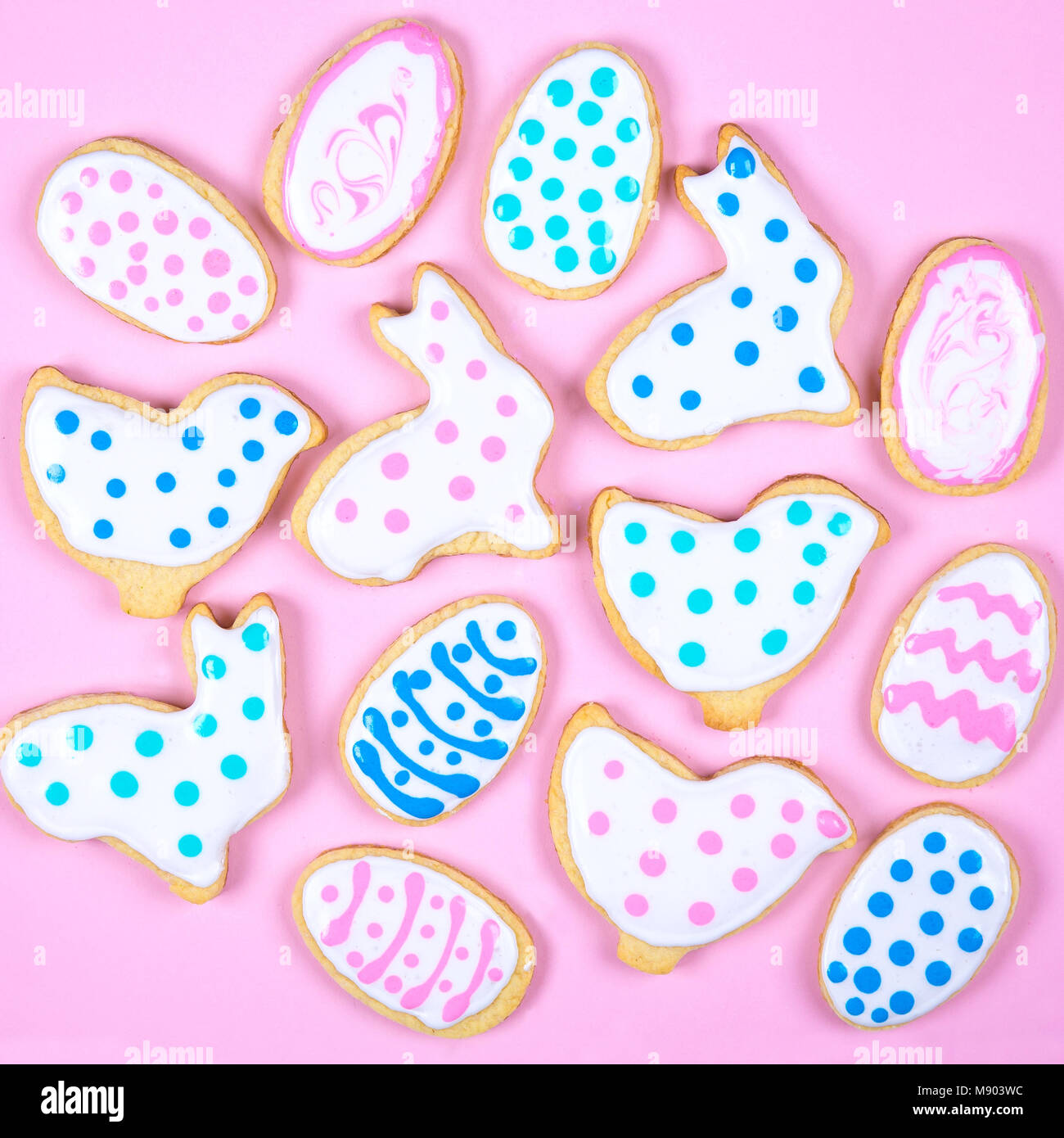 Bakery background egg, sugar, over pink background. Spring cooking ...