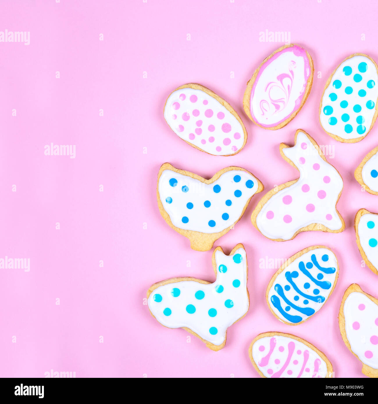 Bakery background egg, sugar, over pink background. Spring cooking ...
