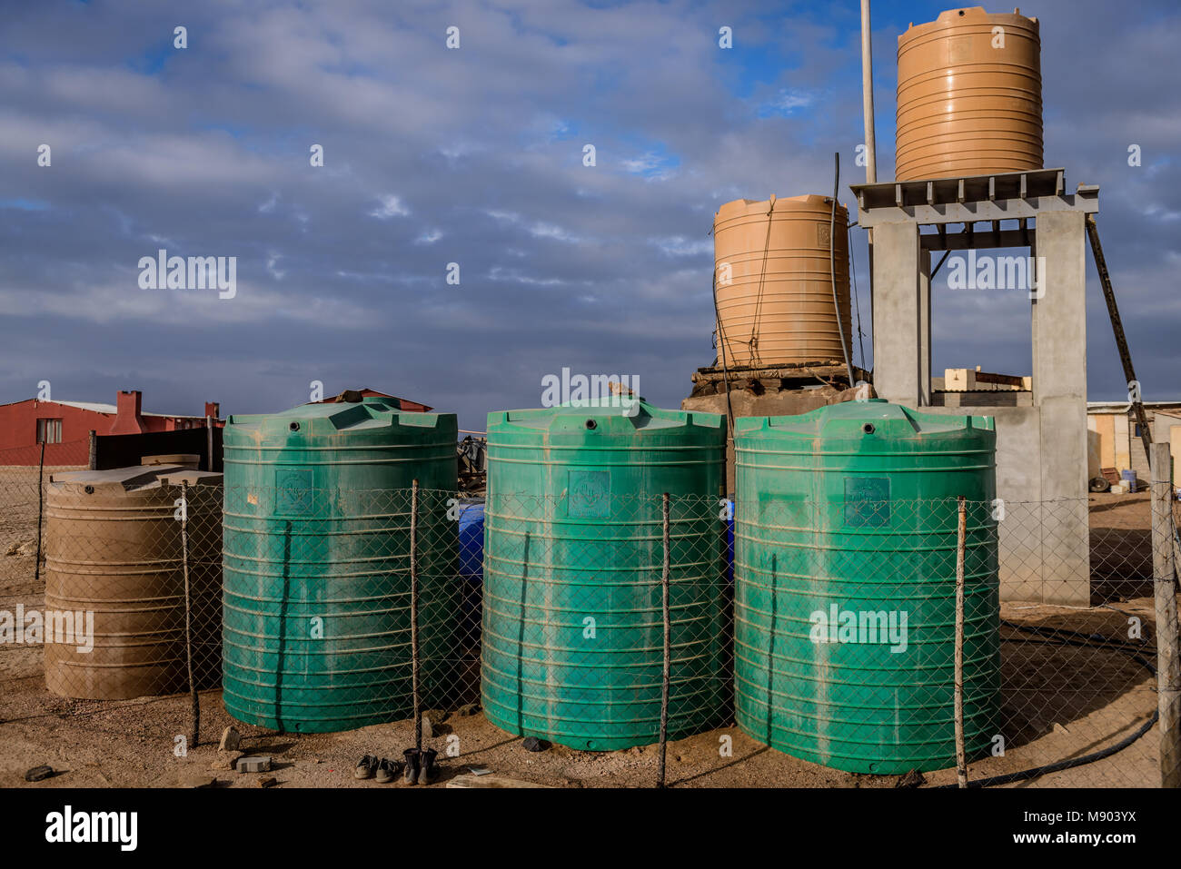 Water storage tanks form part of a individually designed desalinatiion ...