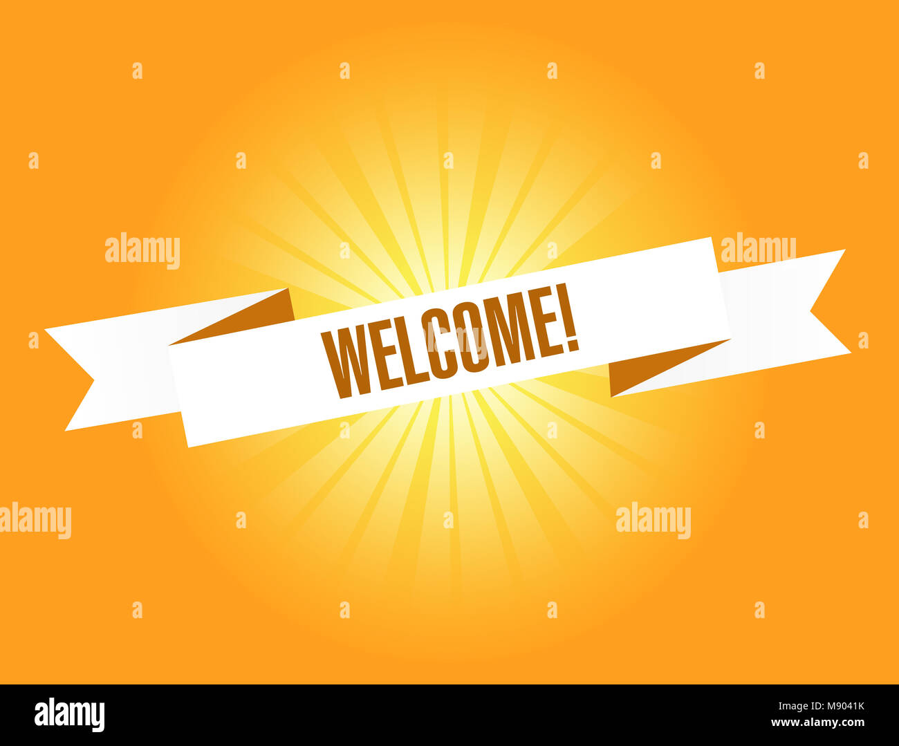 Welcome, orange ribbon Illustration Design graphic. Vintage ribbon ...