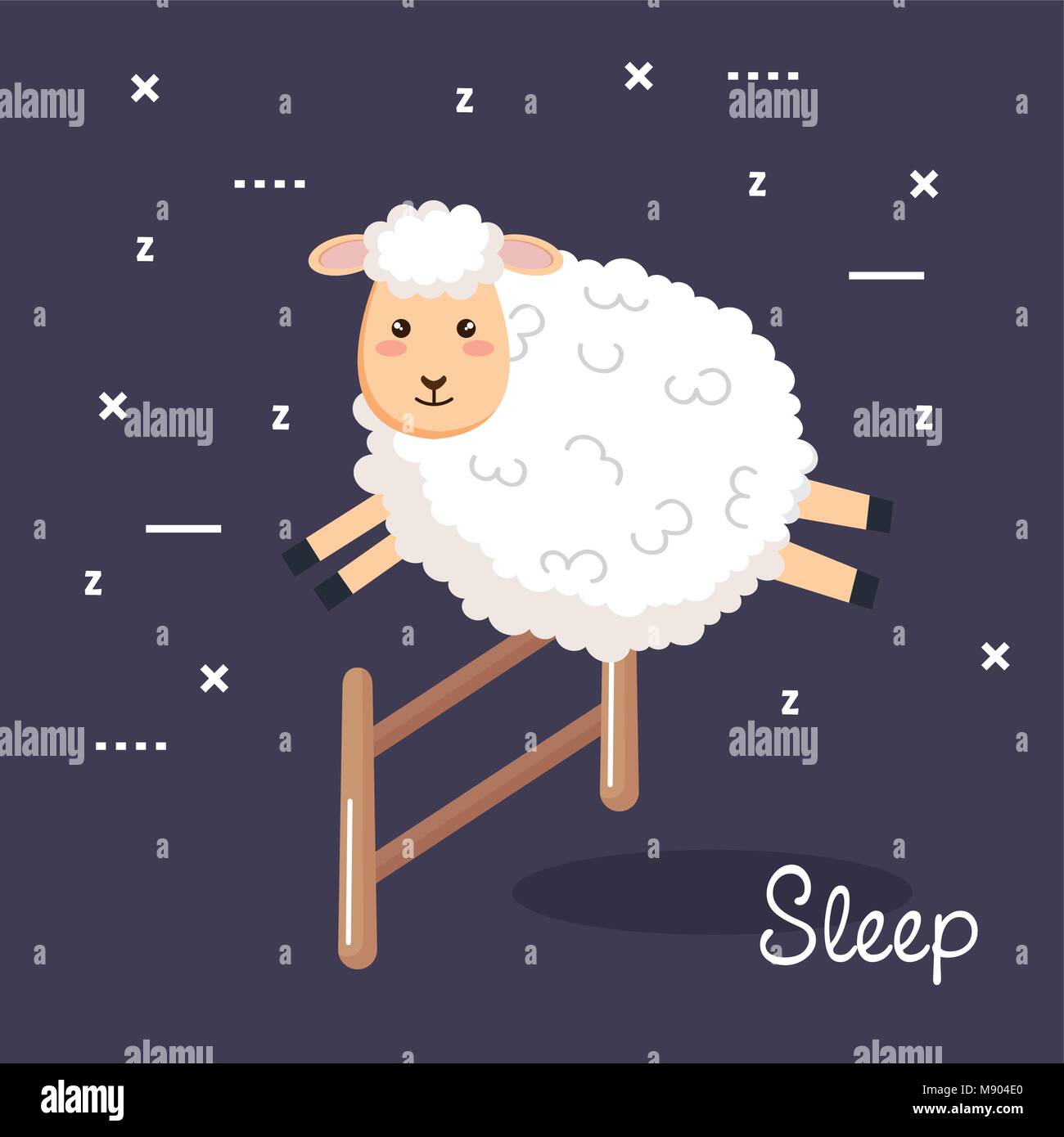 good night sleep cartoon sheep jump fence vector illustration Stock ...