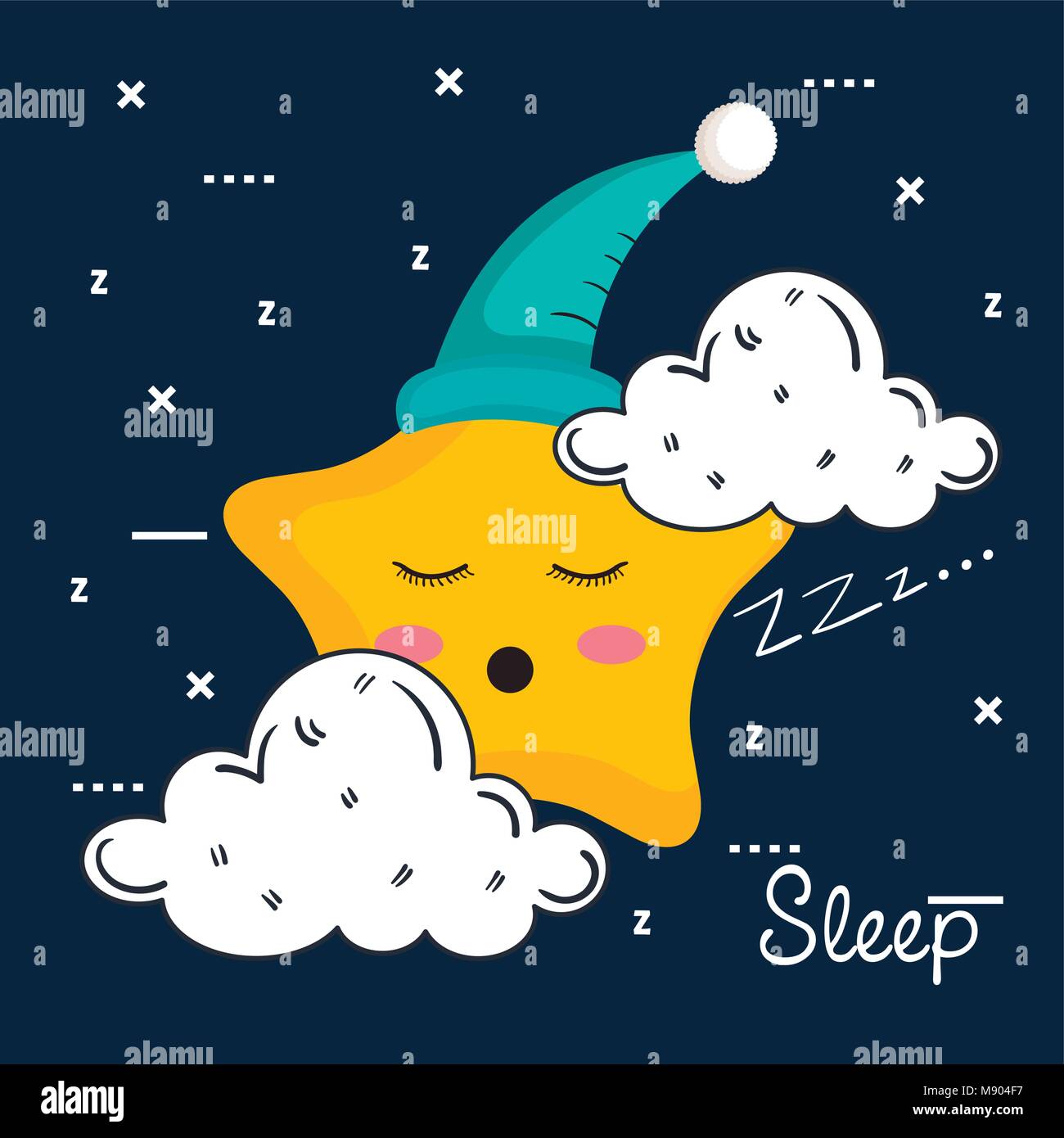 cloud and star icon sleep night dreams symbol vector illustration Stock ...
