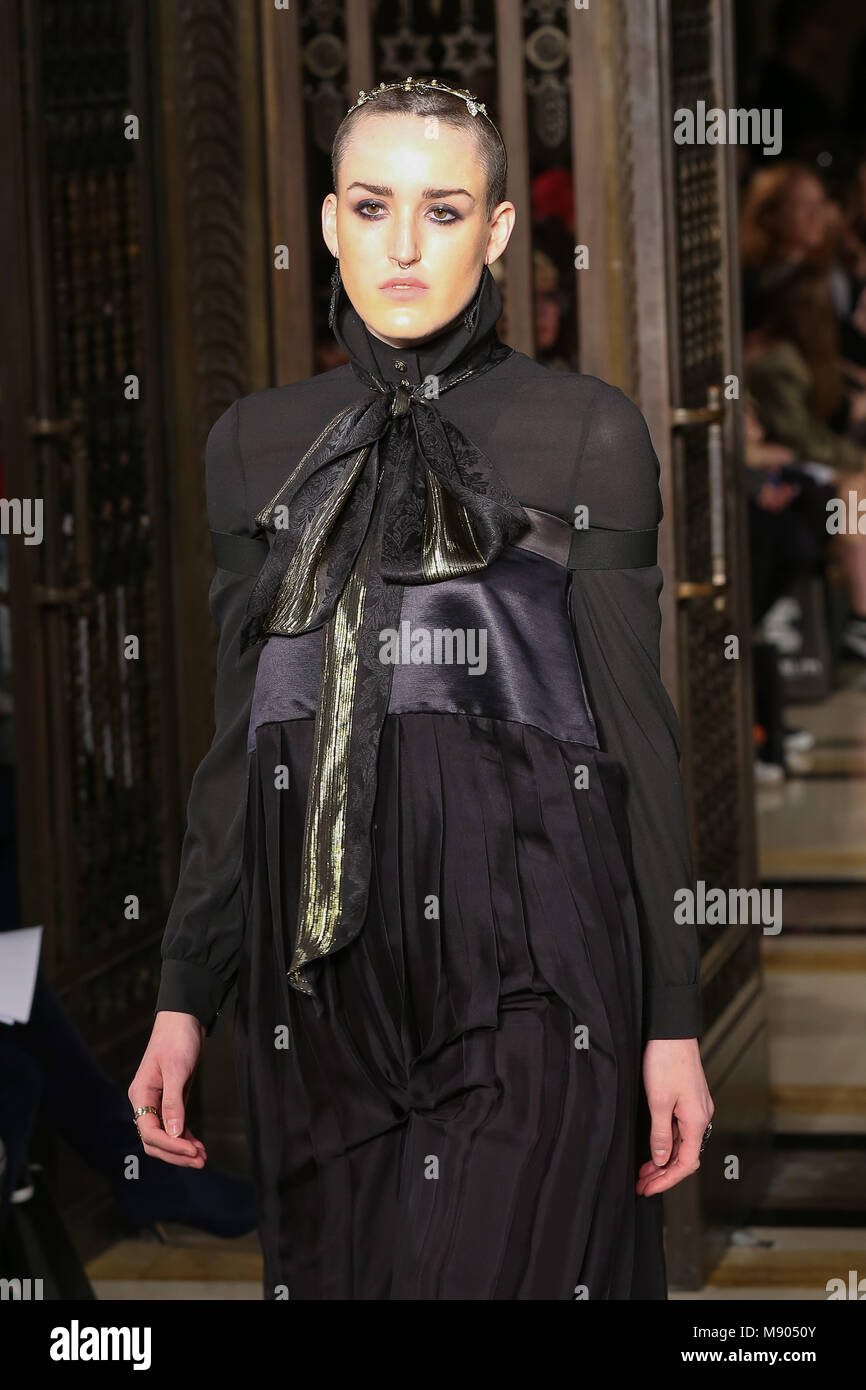 Model on catwalk showcasing JIRI KALFAR collection at London Fashion ...