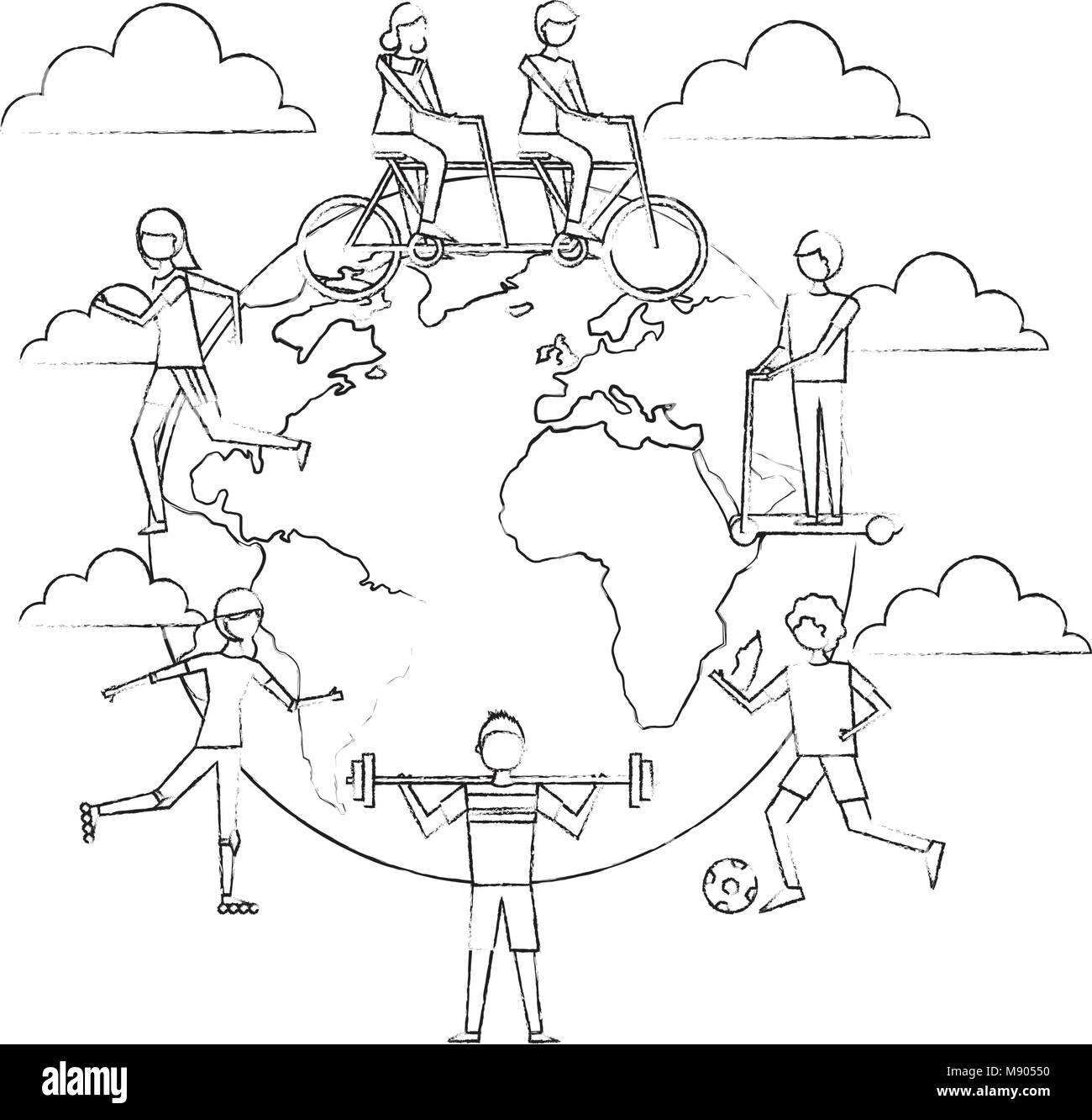 people around the world making exercise sport activity Stock Vector ...