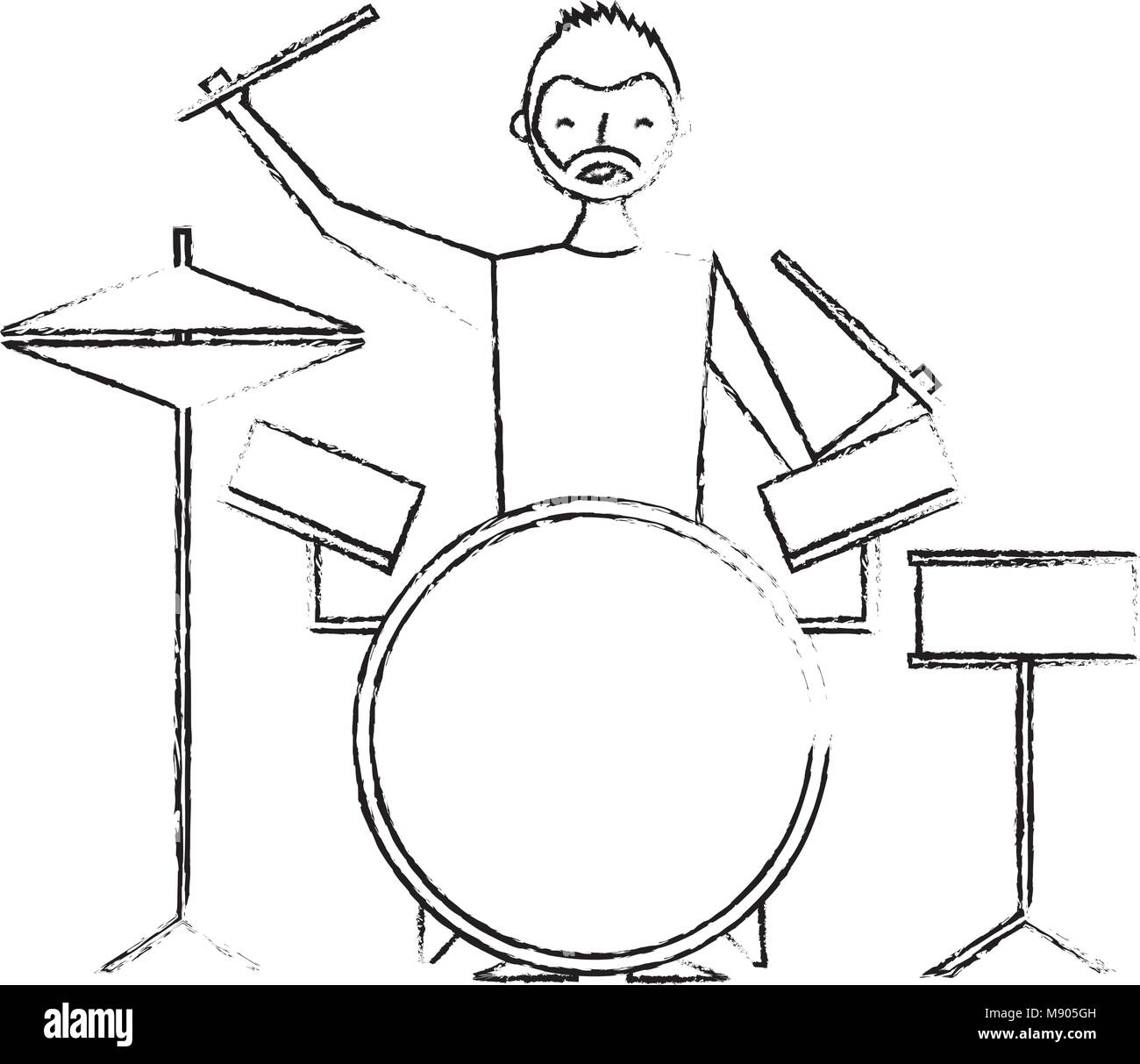smiling man playing instrument music battery Stock Vector Image & Art ...