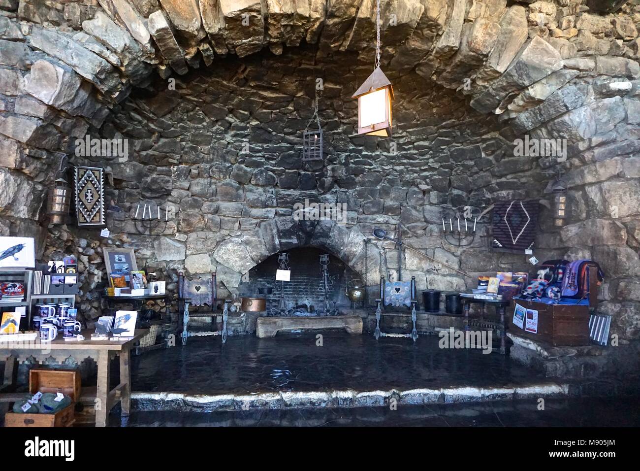 Grand Canyon National Park, AZ, USA: The fireplace at Hermits Rest ...
