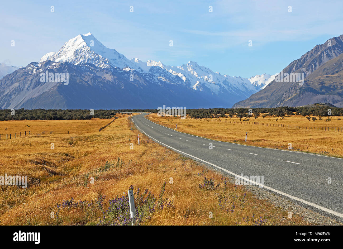 Mt Cook and the road - Mt Cook / Aoraki National Park, New Zealand ...