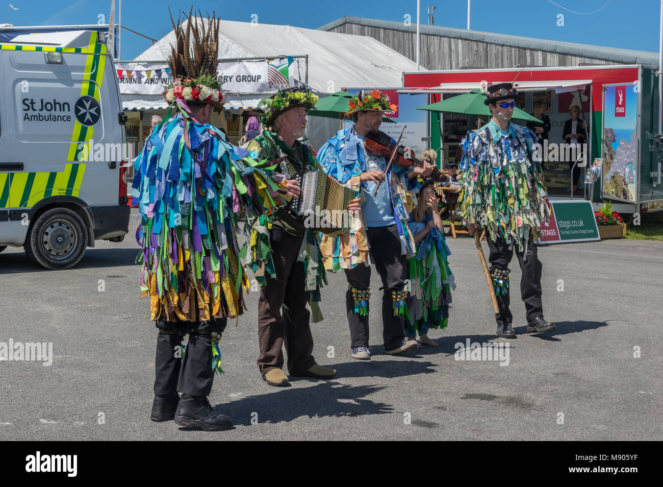Morris Dancers musicians at the Royal Cornwall Show June 2015 Stock ...