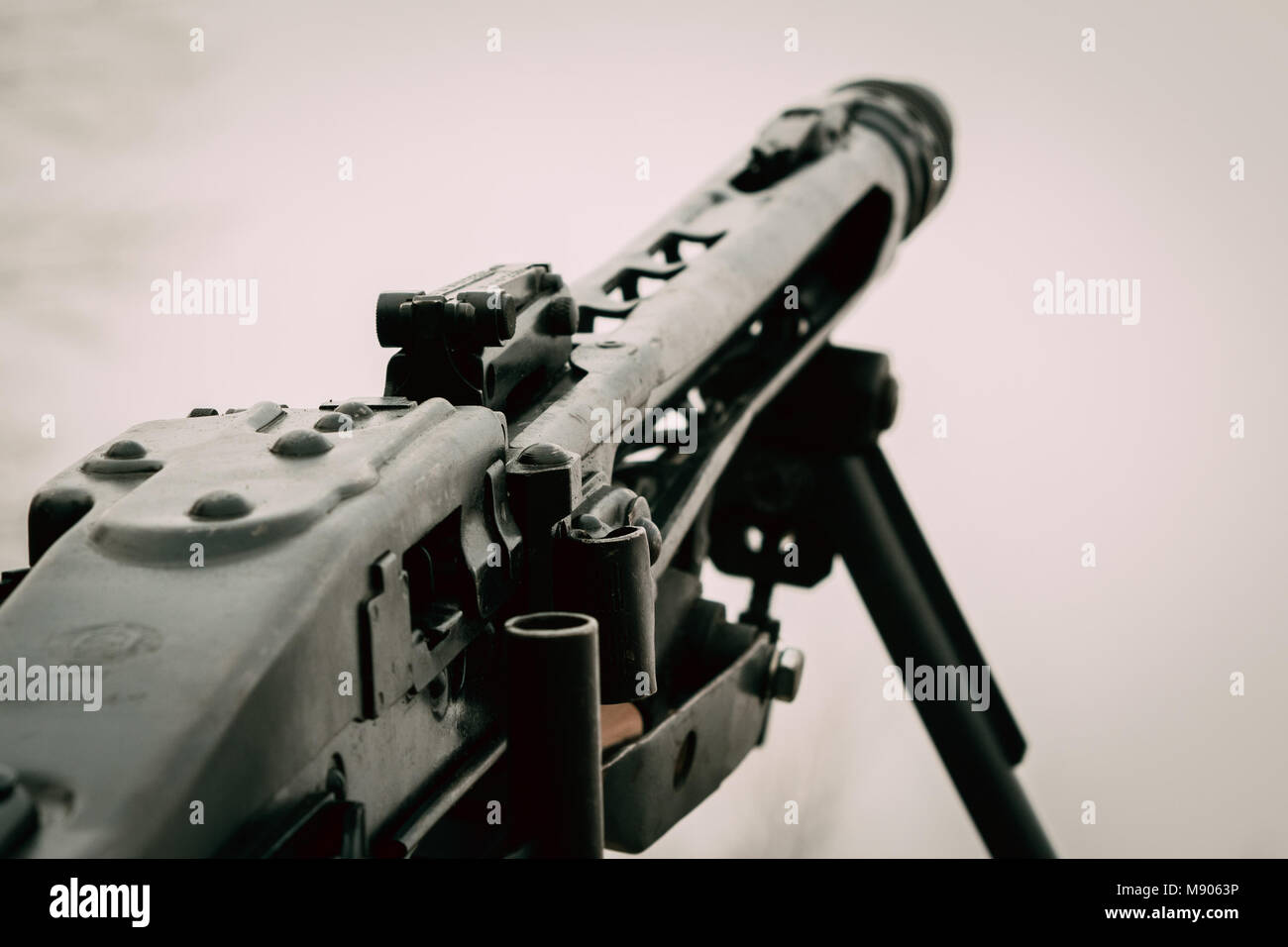 Machine gun MG-42 close-up on a white light background Stock Photo - Alamy