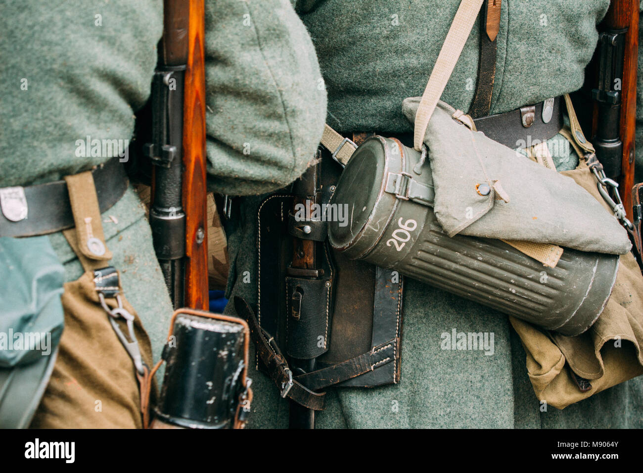 Outfit German soldier World War II. Rifle, bayonet knife and box for a ...