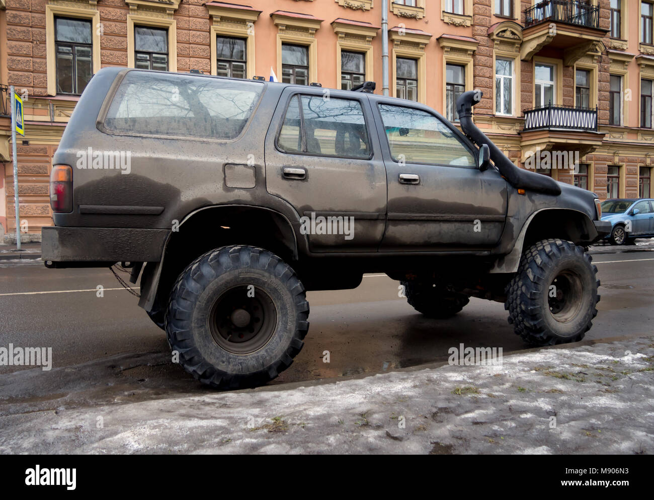 Saint-Petersburg, Russia - March 06, 2016: Tuned SUV car standing on ...
