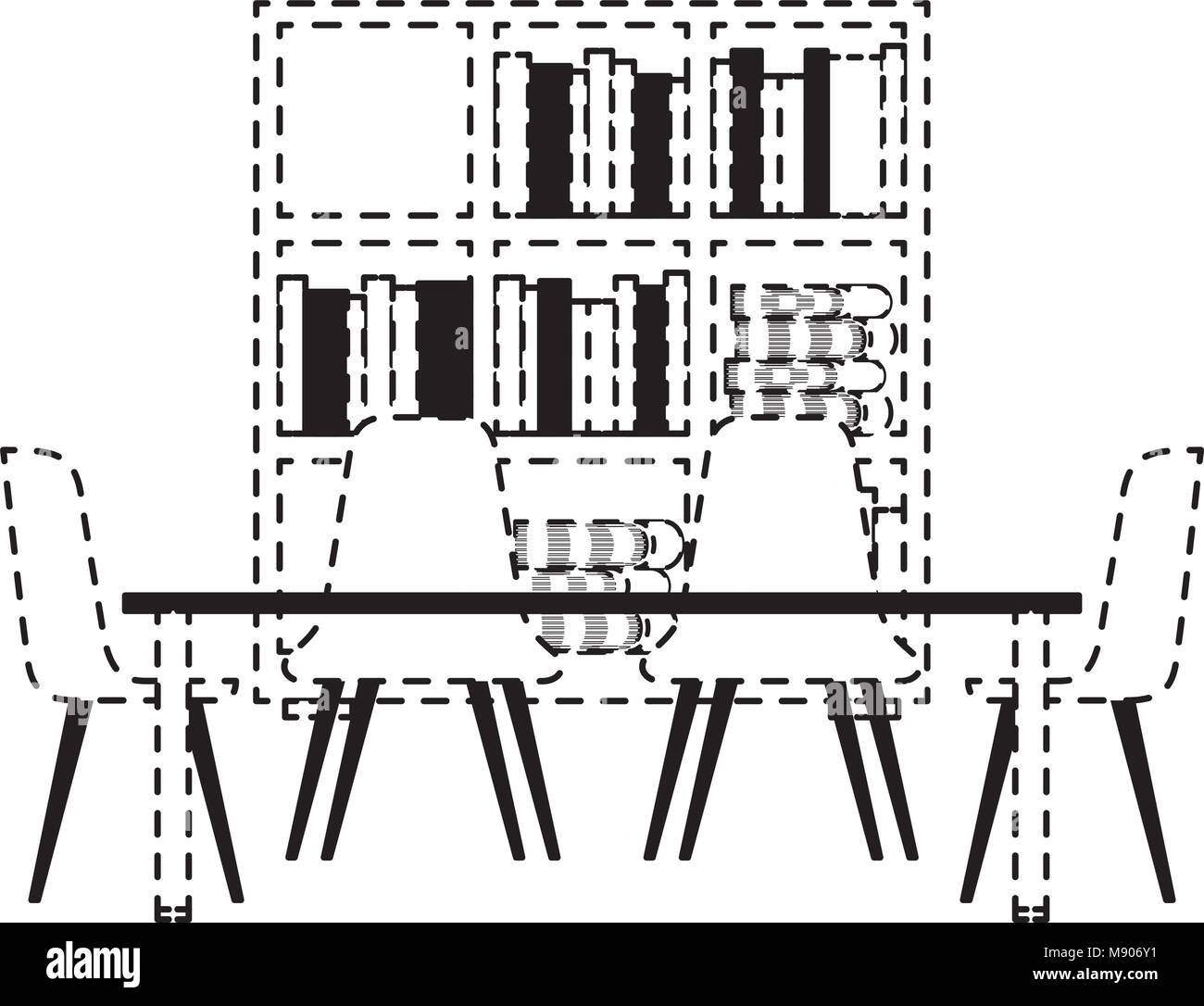 library with bookshelves and desk with chairs Stock Vector Image & Art ...