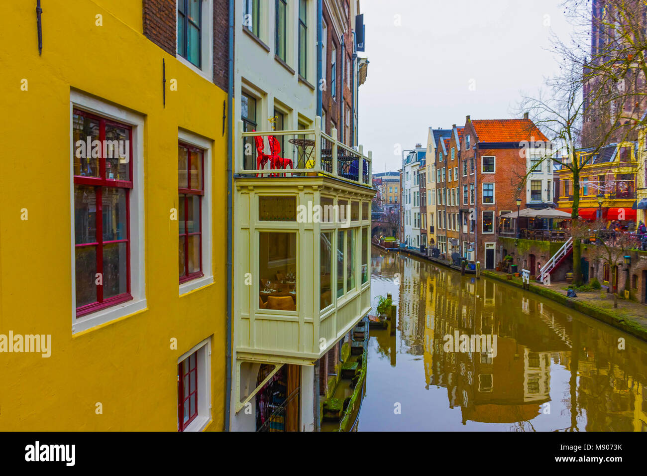The most famous canals and embankments of Utrecht city at winter Stock ...
