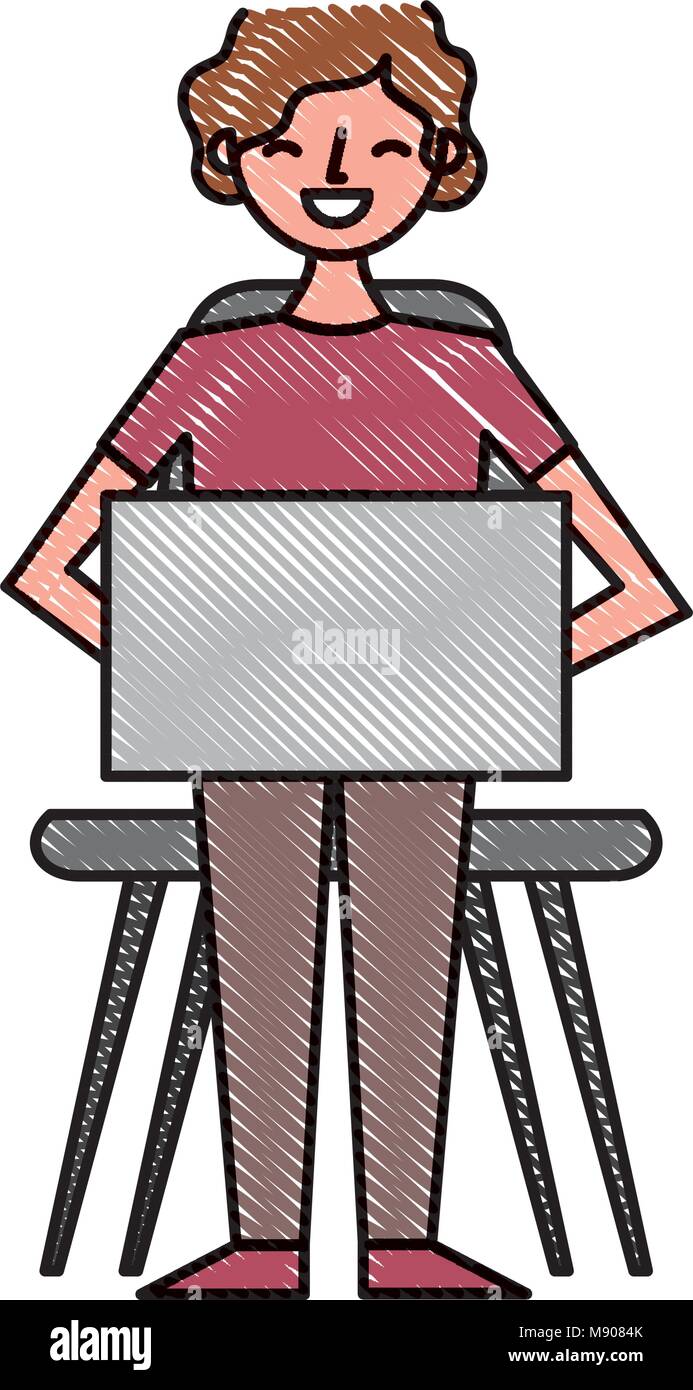 Two people using computer Stock Vector Images - Alamy